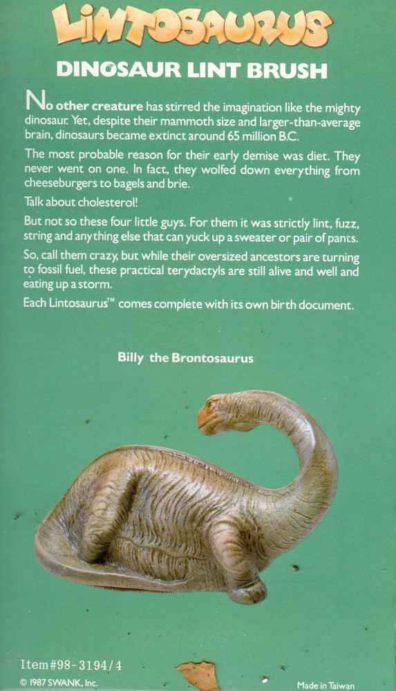 “Lintosaurus” Dinosaur Lint Brush